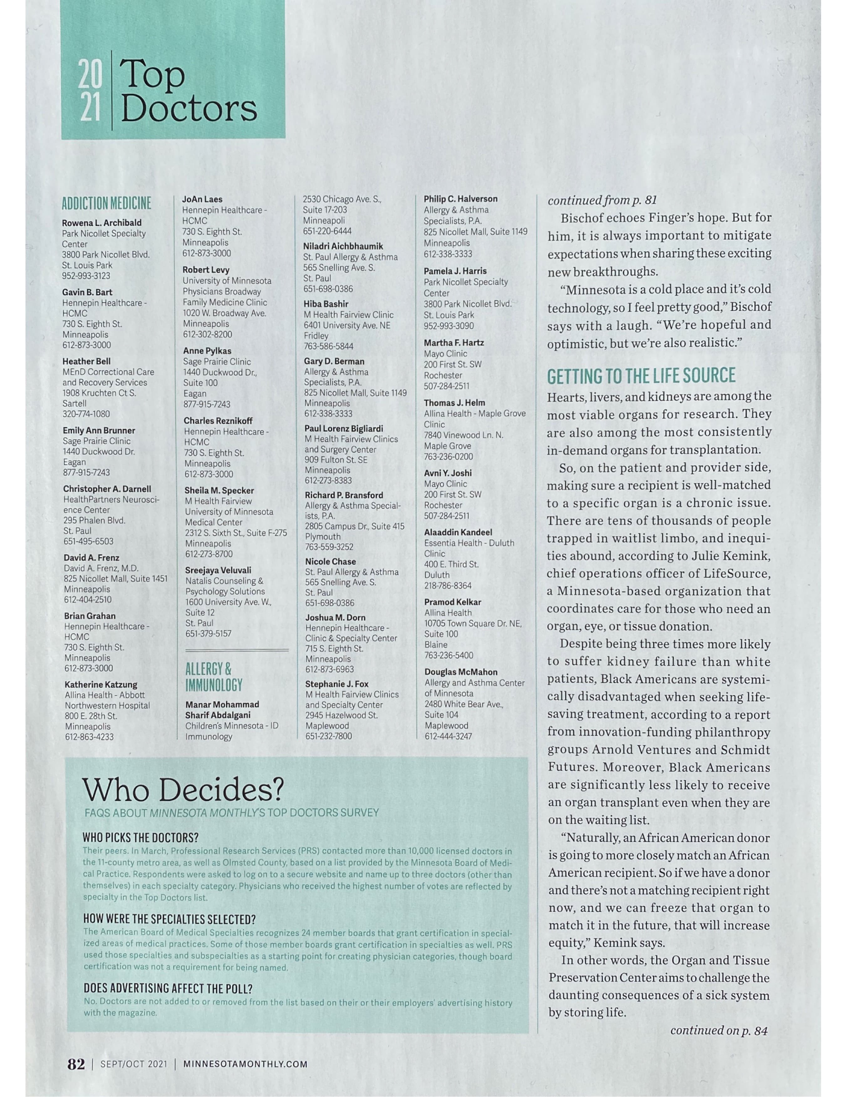 Top Doctor 2021 - David A. Frenz, M.D.